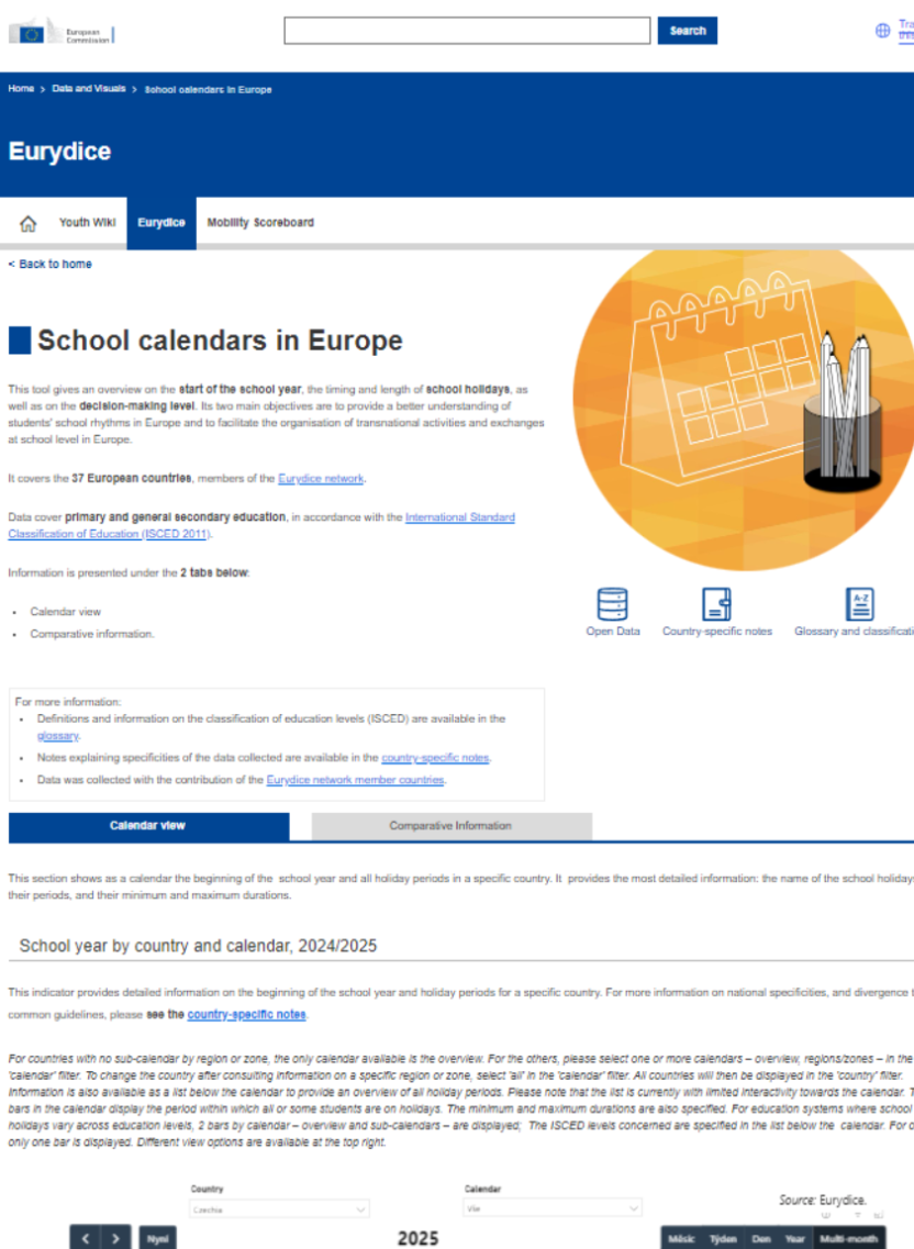 School calendars in Europe – 2024/2025 - interaktivní webová verze ...